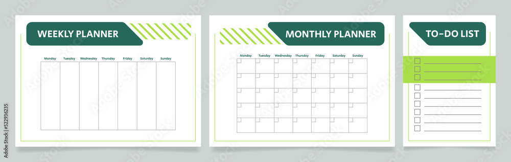 Personal planner worksheet design templates set. Printable goal setting ...