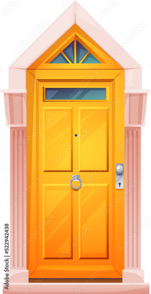Cartoon front door, wooden vector house doorway Stock Illustration ...