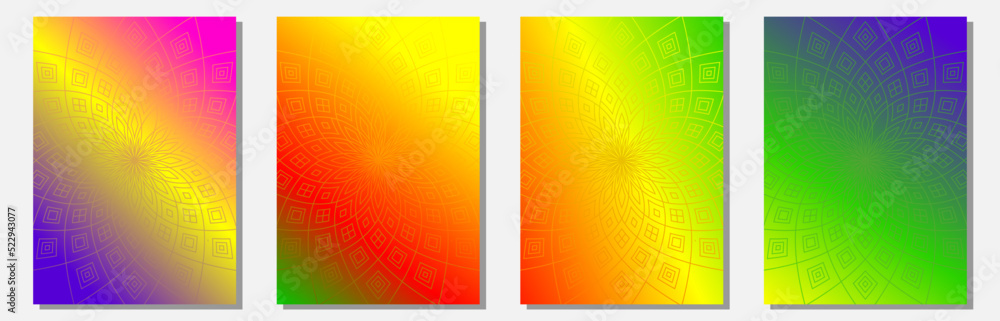 Abstract flashy gradient color cover set. Mini swirl line pattern ...