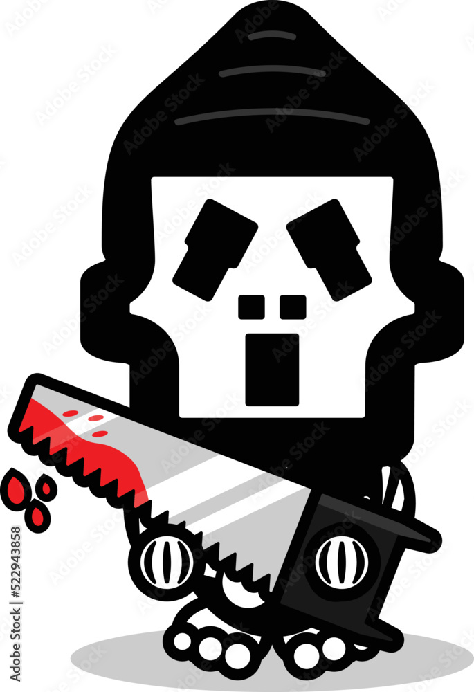 cute ghostface bone mascot character cartoon vector illustration ...