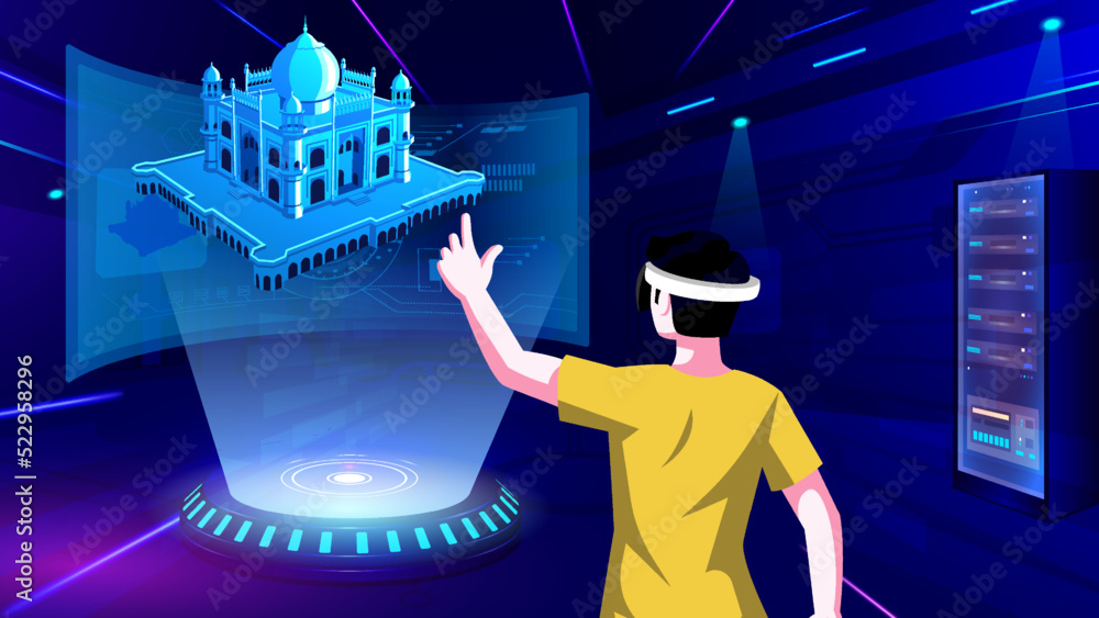 Vetor de Visualizing and Experiencing a 3D model of Safdarjung Indian ...