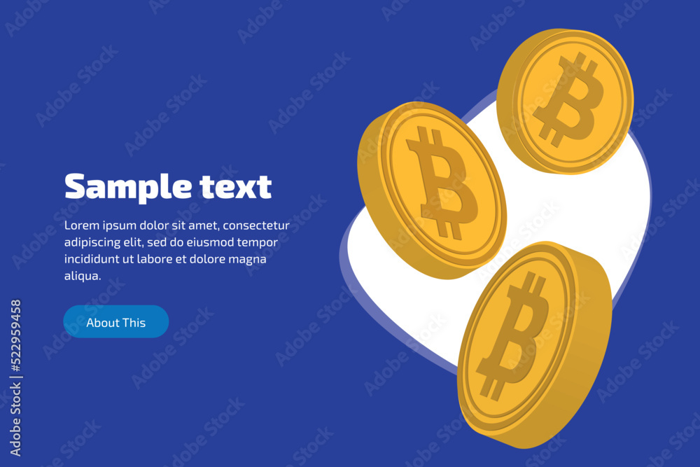 Three digital virtual cryptocurrency bitcoin gold coins on abstract ...