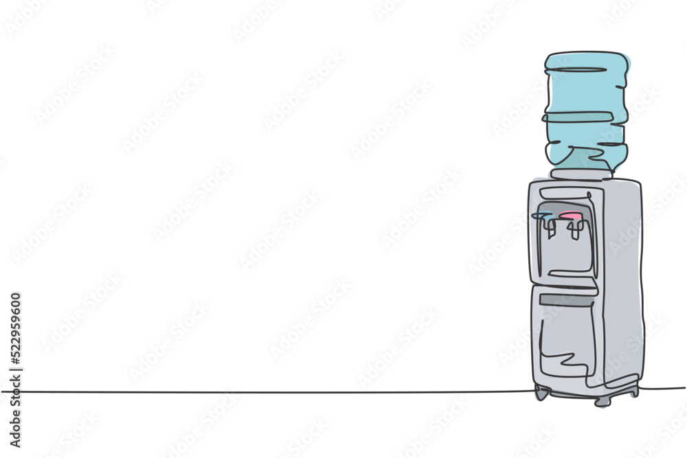 One continuous line drawing of electric water dispenser with plastic ...