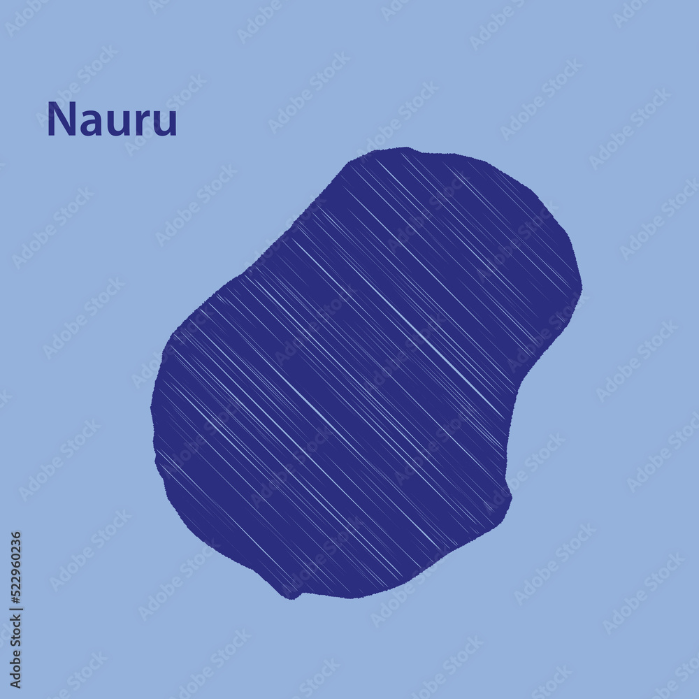Vector map of Nauru. Isolated vector Illustration. Dark blue on light ...