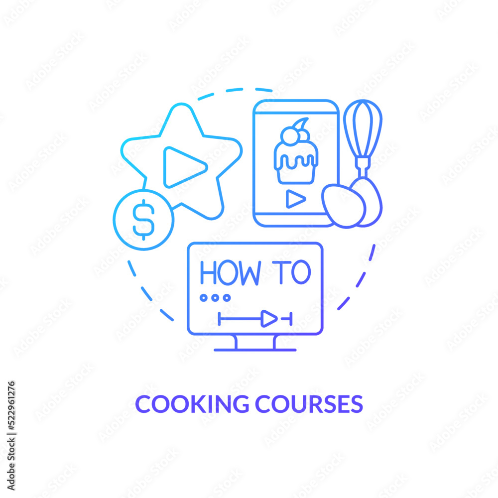 Cooking courses blue gradient concept icon. Culinary lessons. Baking ...