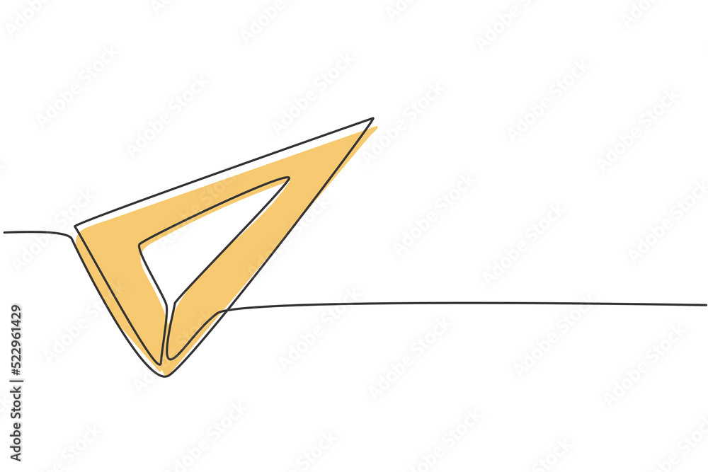 Continuous one line drawing stainless triangle ruler. Measurement tool ...