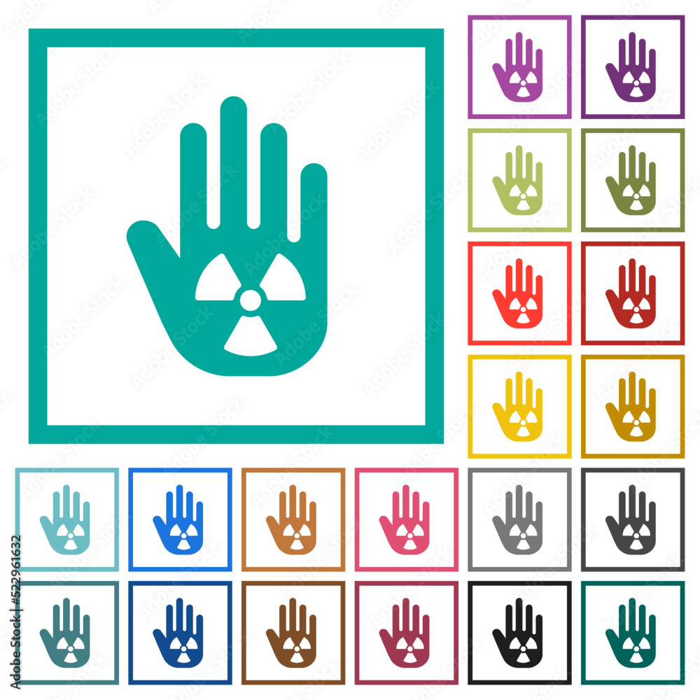 Hand shaped uranium sanction sign solid flat color icons with quadrant ...