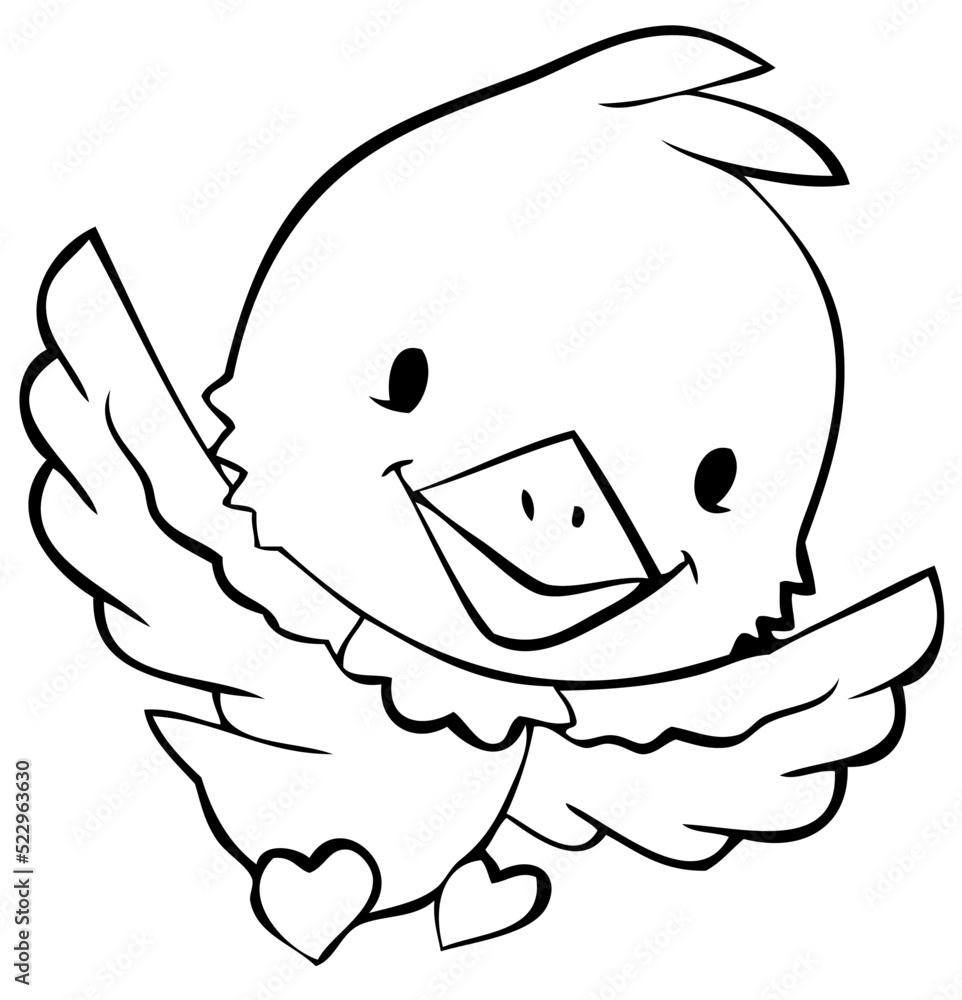 Cartoon bird for coloring page. Stock Vector | Adobe Stock