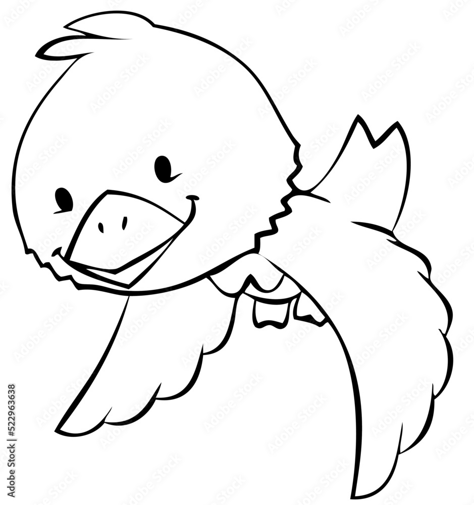 Cartoon bird for coloring page. Stock Vector | Adobe Stock