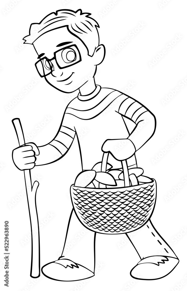 Cartoon boy for coloring page. Stock Vector | Adobe Stock