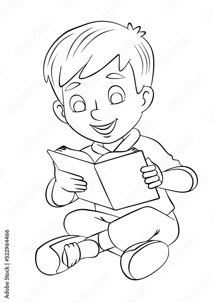 Cartoon boy for coloring page. Stock Vector | Adobe Stock