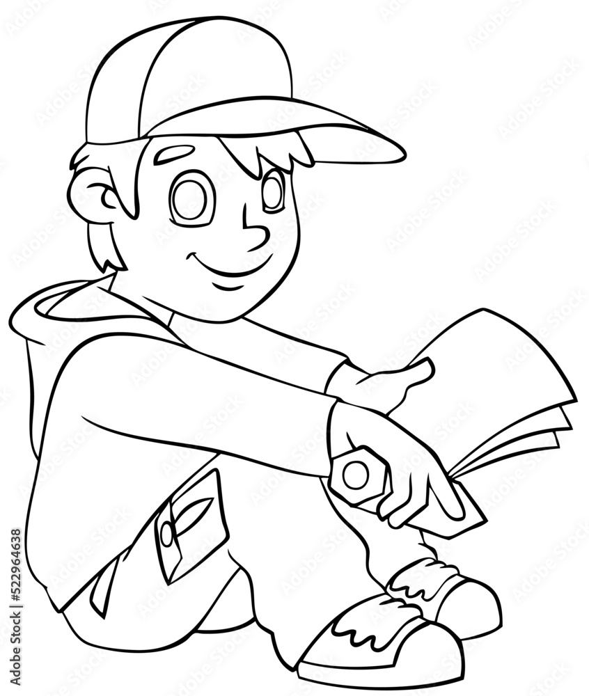Cartoon boy for coloring page. Stock Vector | Adobe Stock