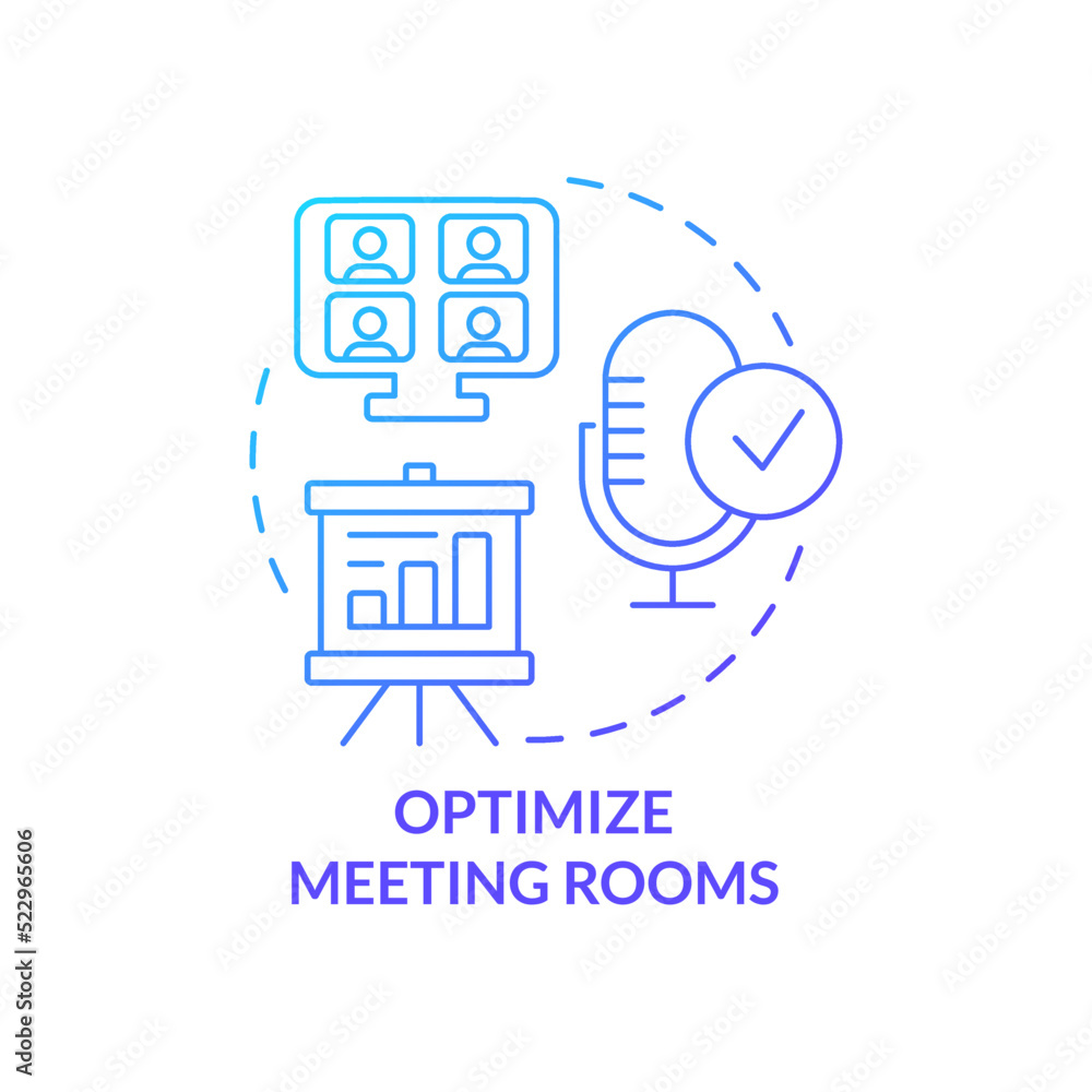 Optimize meeting rooms blue gradient concept icon. Video conference ...