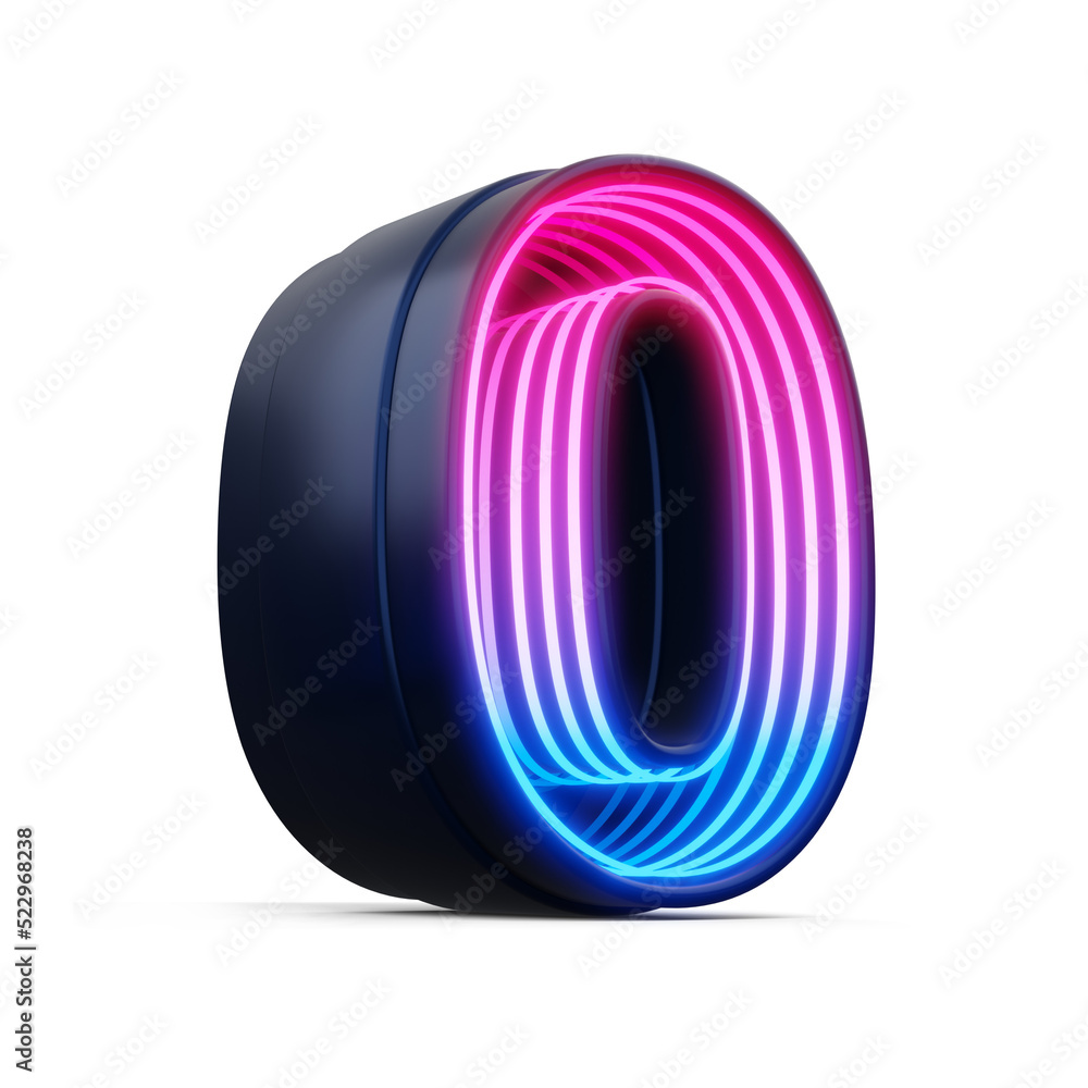 3d number with colorful neon light inside, 3d rendering Stock ...
