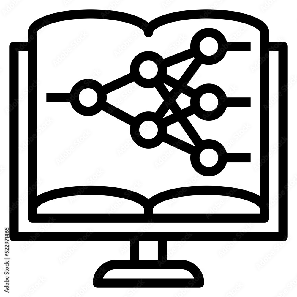 Machine learning train data ai artificial intelligence - outline icon ...