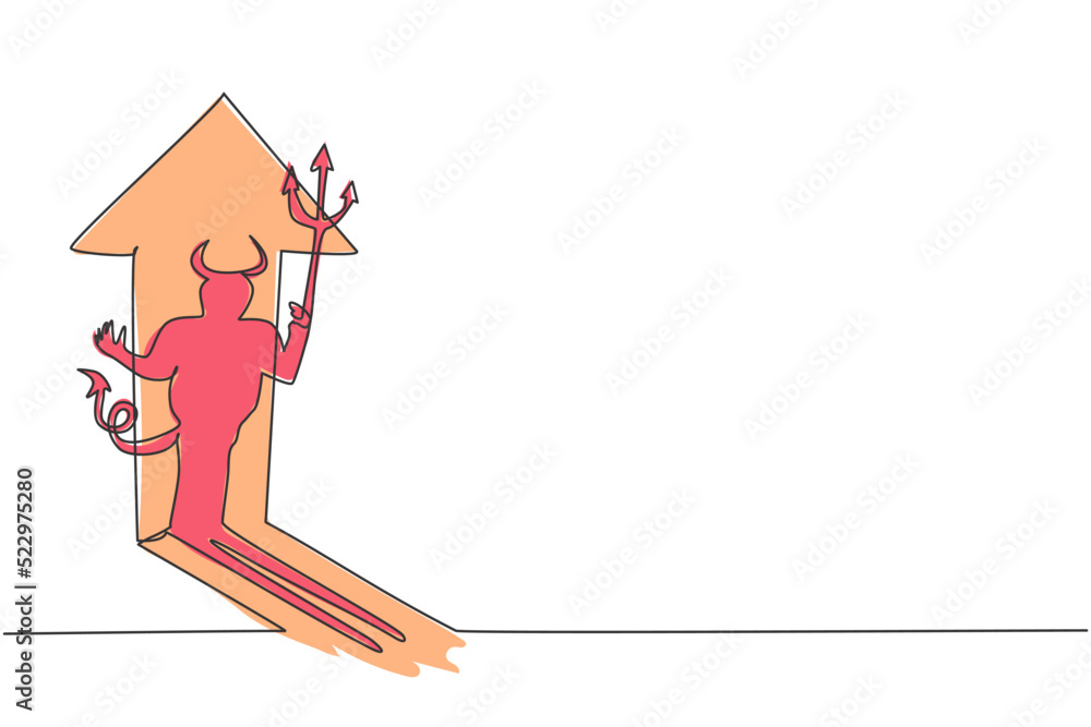 Continuous one line drawing of dangerous demon character shadow reflect ...