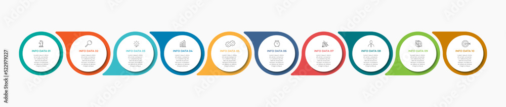 Modern business Infographics template. Timeline with 10 steps, options ...