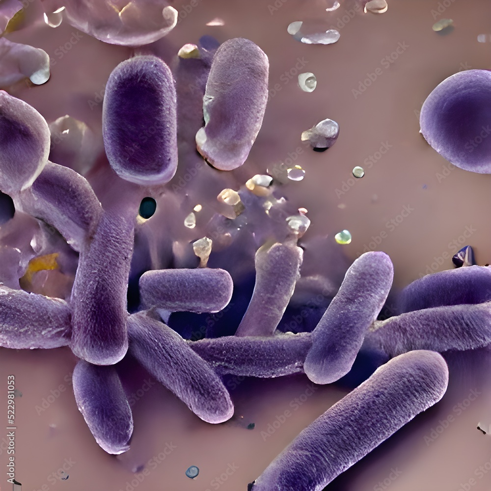 3D Bacteria Lactobacillus, illustration. Normal flora of small ...