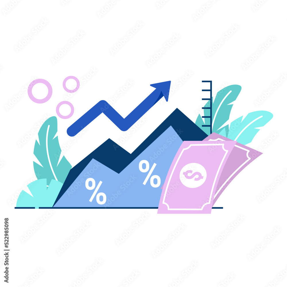 inflation curve icon flat Illustration for business finance chart ...
