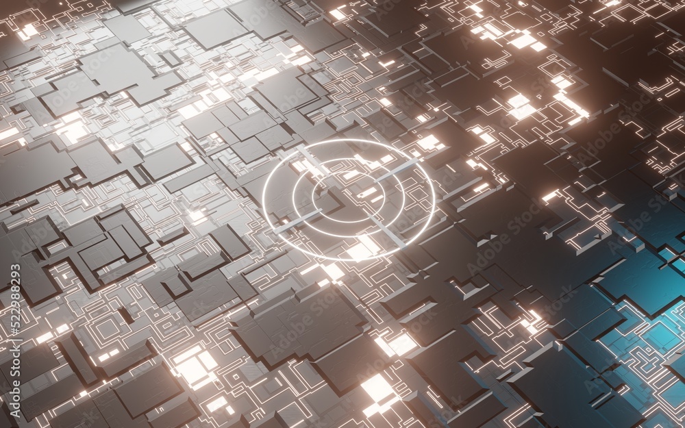 Stockillustratie abstract circuitry with digital grid background, Data ...