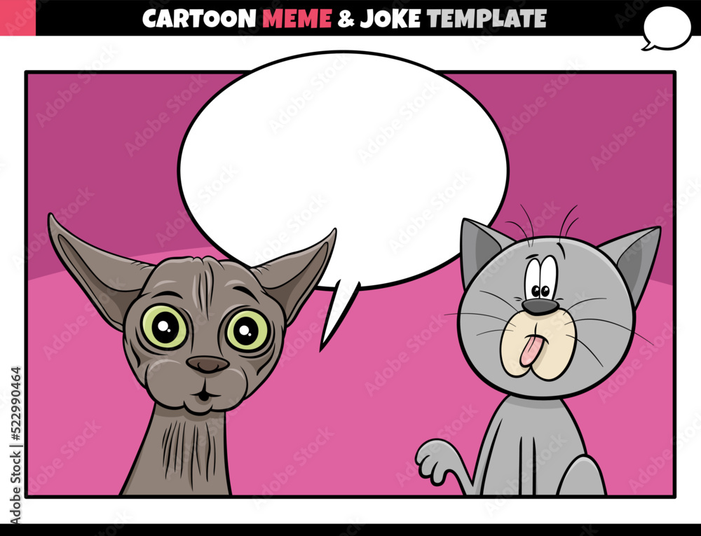 cartoon meme template with funny cat characters Stock Vector | Adobe Stock