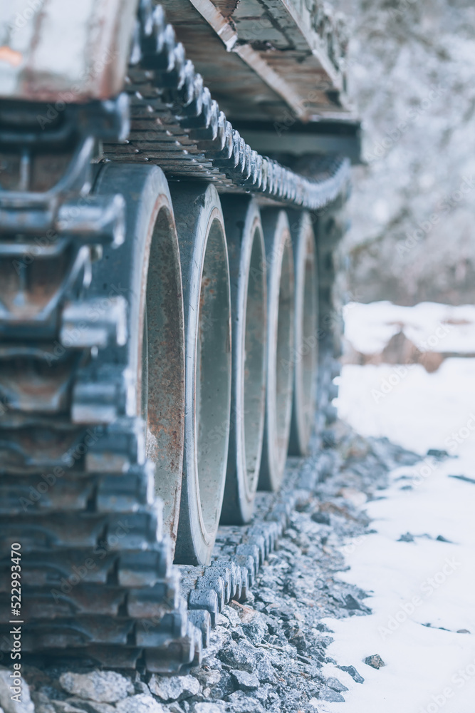 Military tank. Tank tracks close up Stock Photo | Adobe Stock