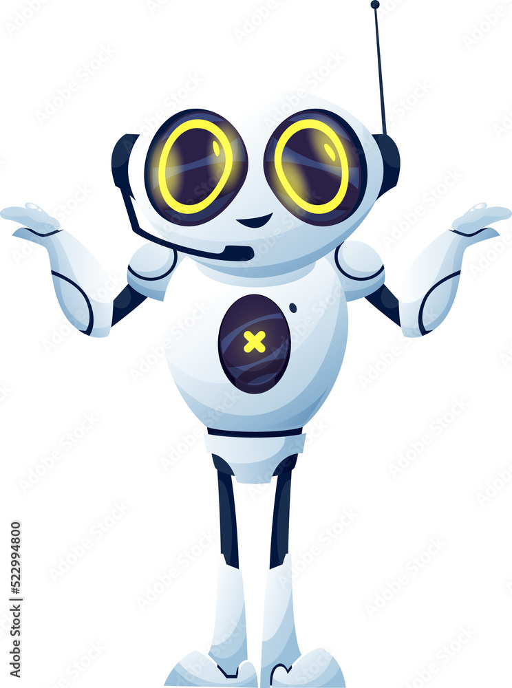 Cartoon robot, electronic futuristic ai bot shrug Stock Illustration ...