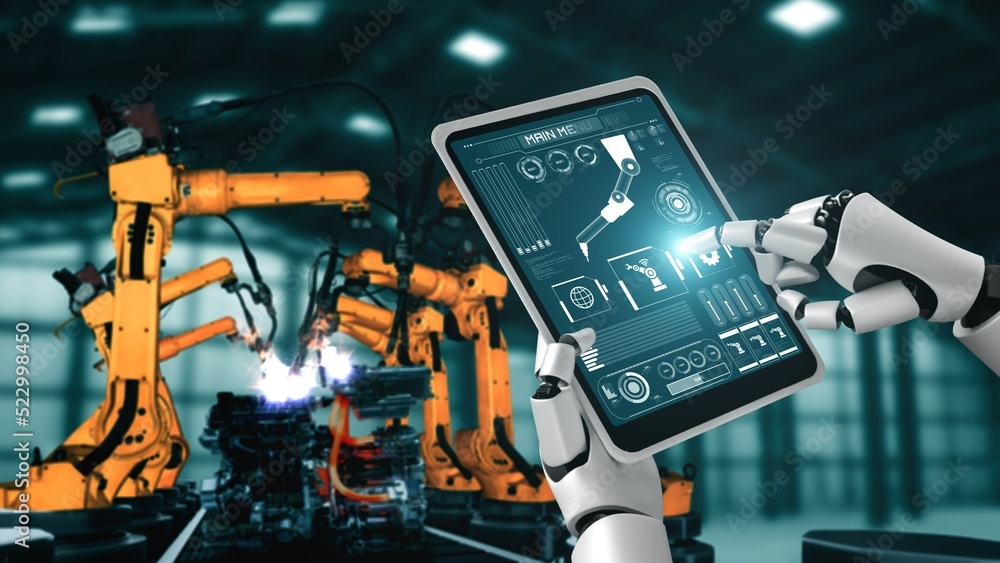 Cybernated industry robot and robotic arms for assembly in factory ...