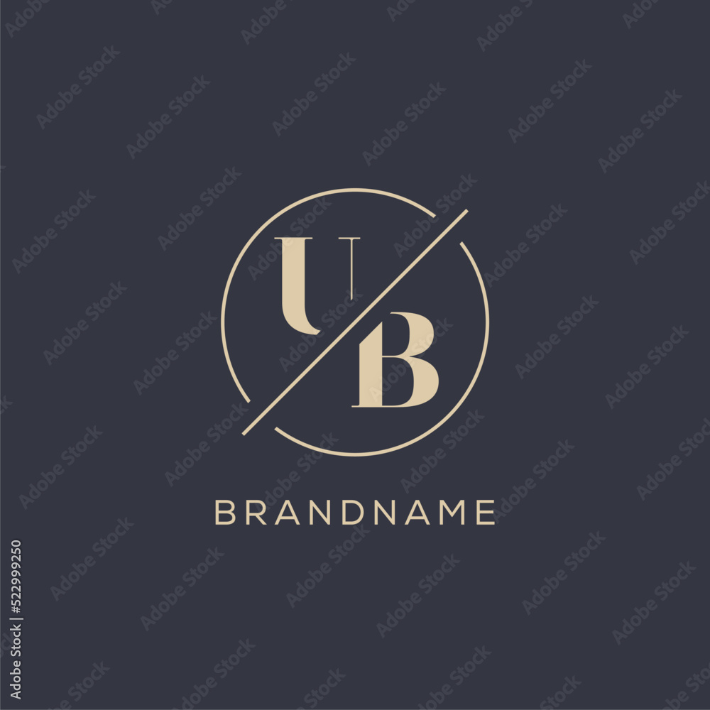 Initial letter UB logo with simple circle line, Elegant look monogram logo style Stock Vector ...