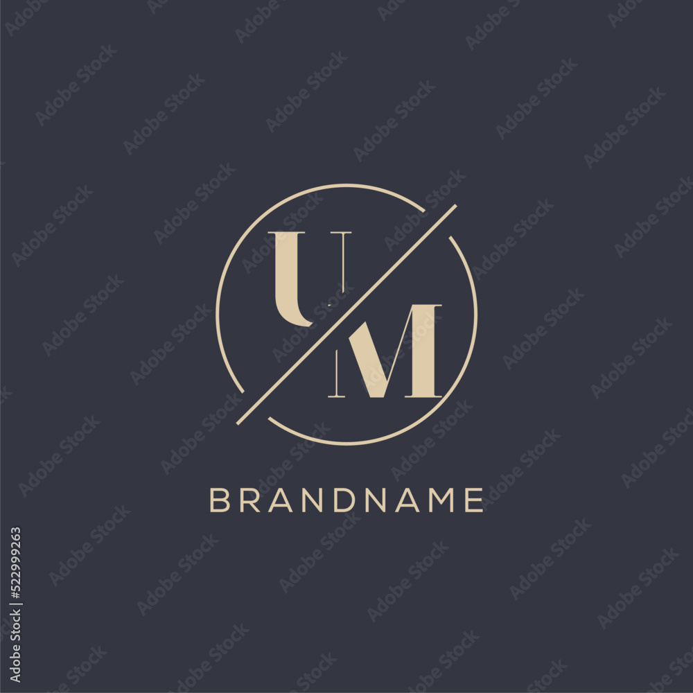 Initial letter UM logo with simple circle line, Elegant look monogram ...