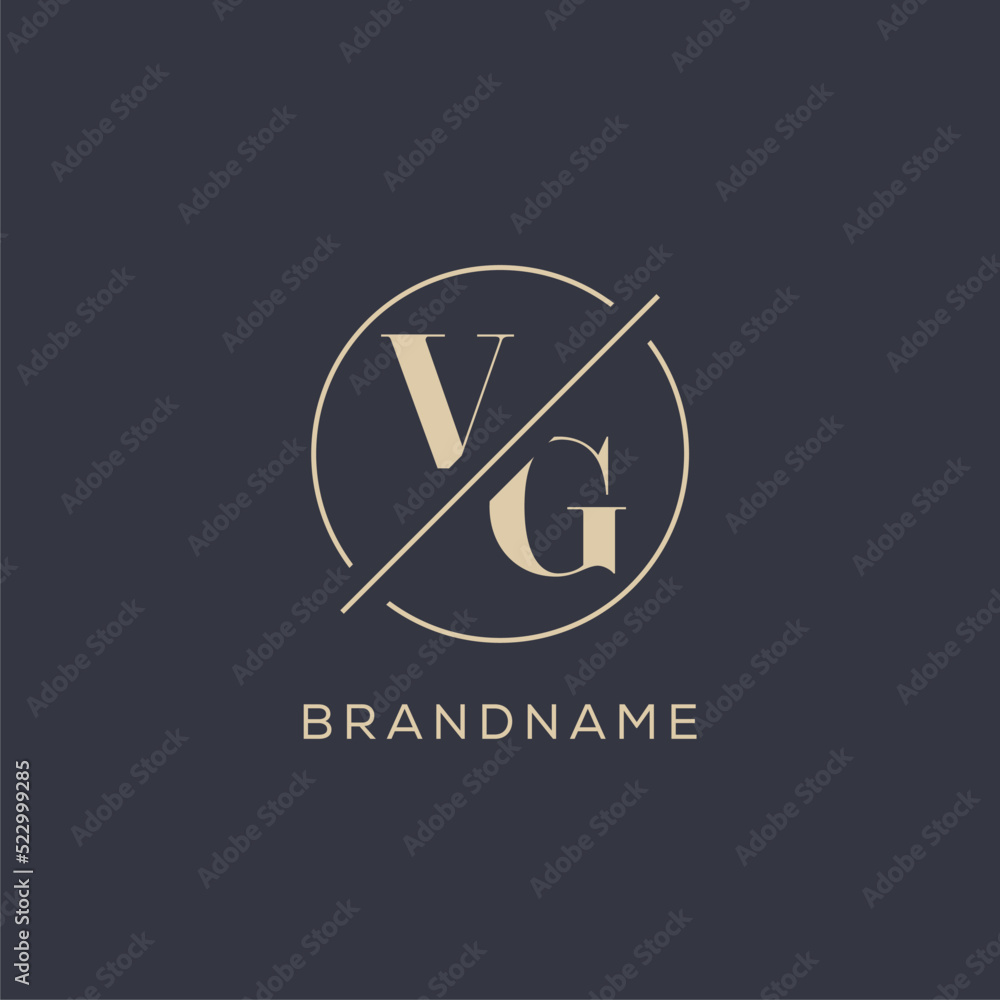 Initial letter VG logo with simple circle line, Elegant look monogram ...