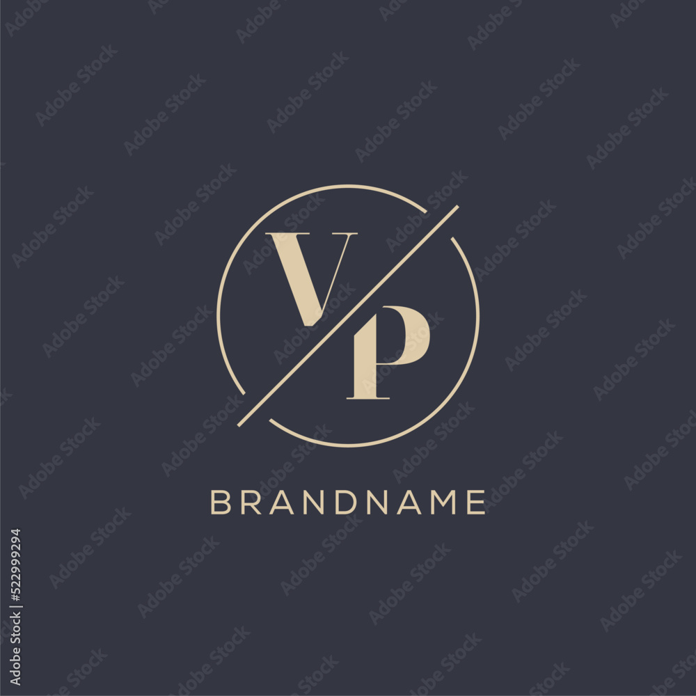 Initial letter VP logo with simple circle line, Elegant look monogram ...