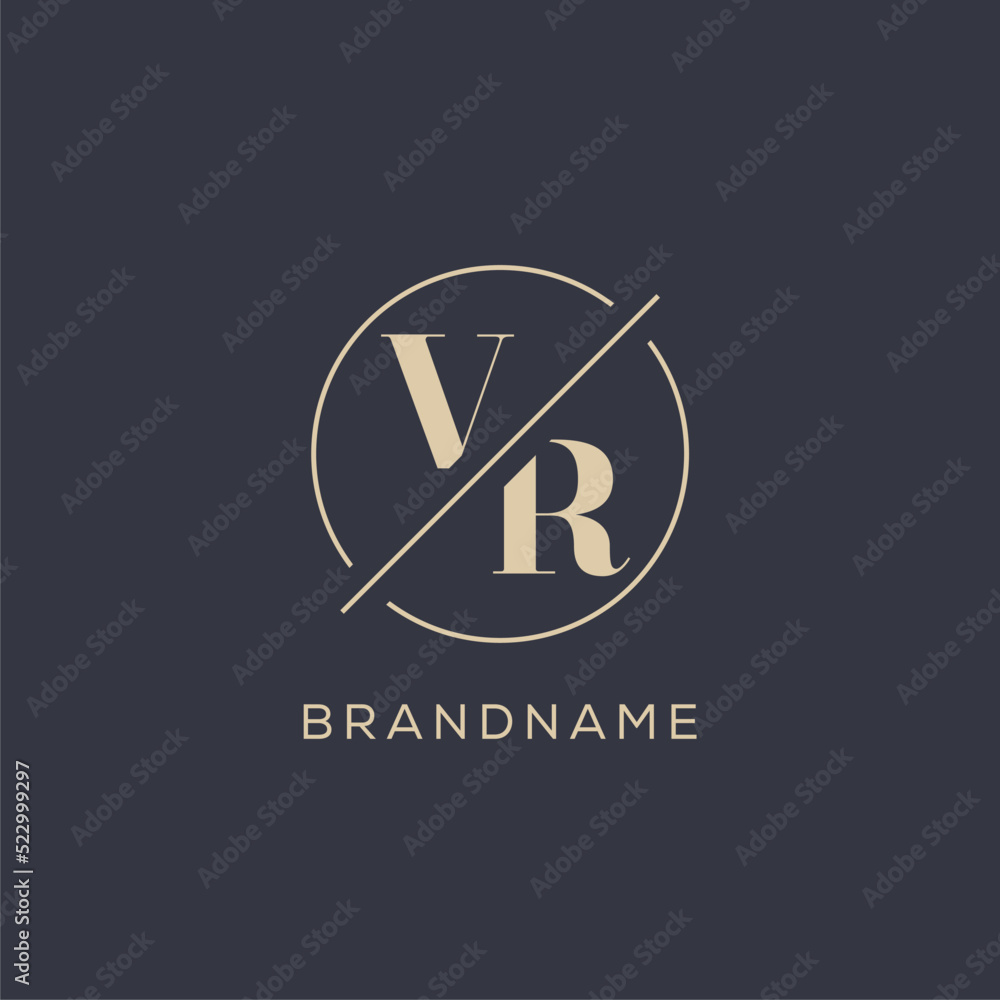Initial letter VR logo with simple circle line, Elegant look monogram ...