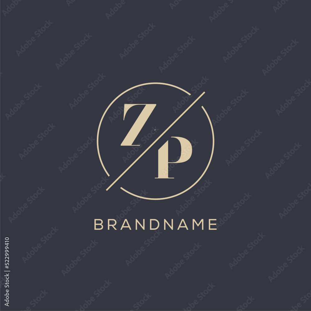 Initial letter ZP logo with simple circle line, Elegant look monogram ...