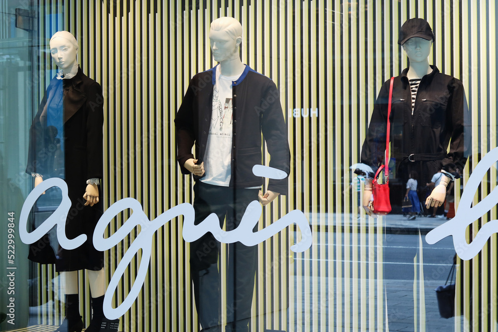 TOKYO, JAPAN - August 12, 2022: Mannequins in Agnes B clothing in the ...