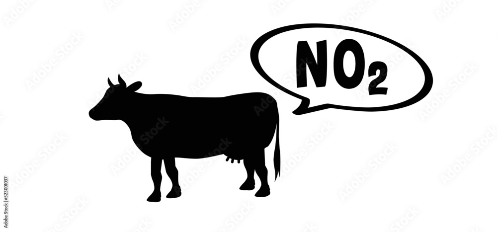 Stick vacuum, co2, no or no2. Cartoon drawing black cow. Vector ...