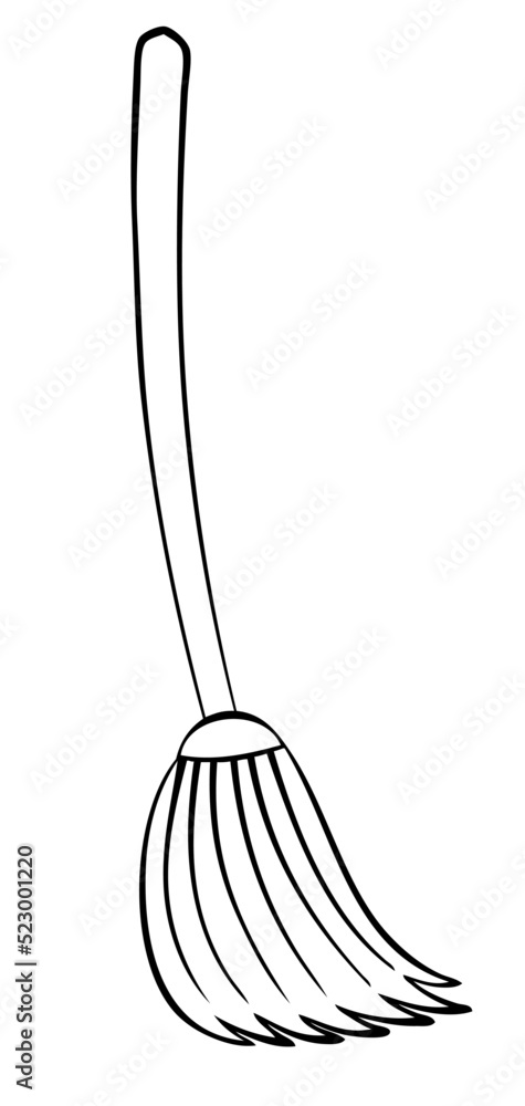 The broom. Element for coloring page. Cartoon style. Stock Vector ...