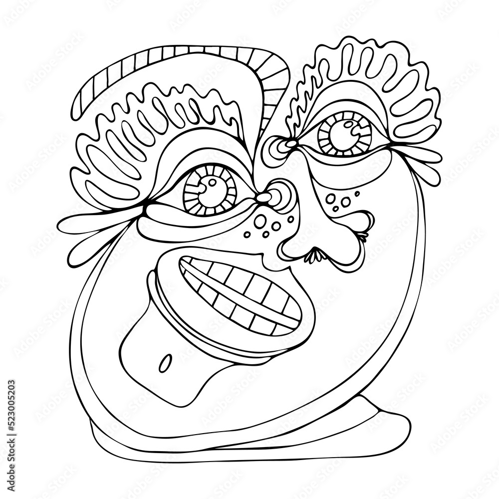 Coloring book abstract human face. Hand drawn vector line art. Coloring ...