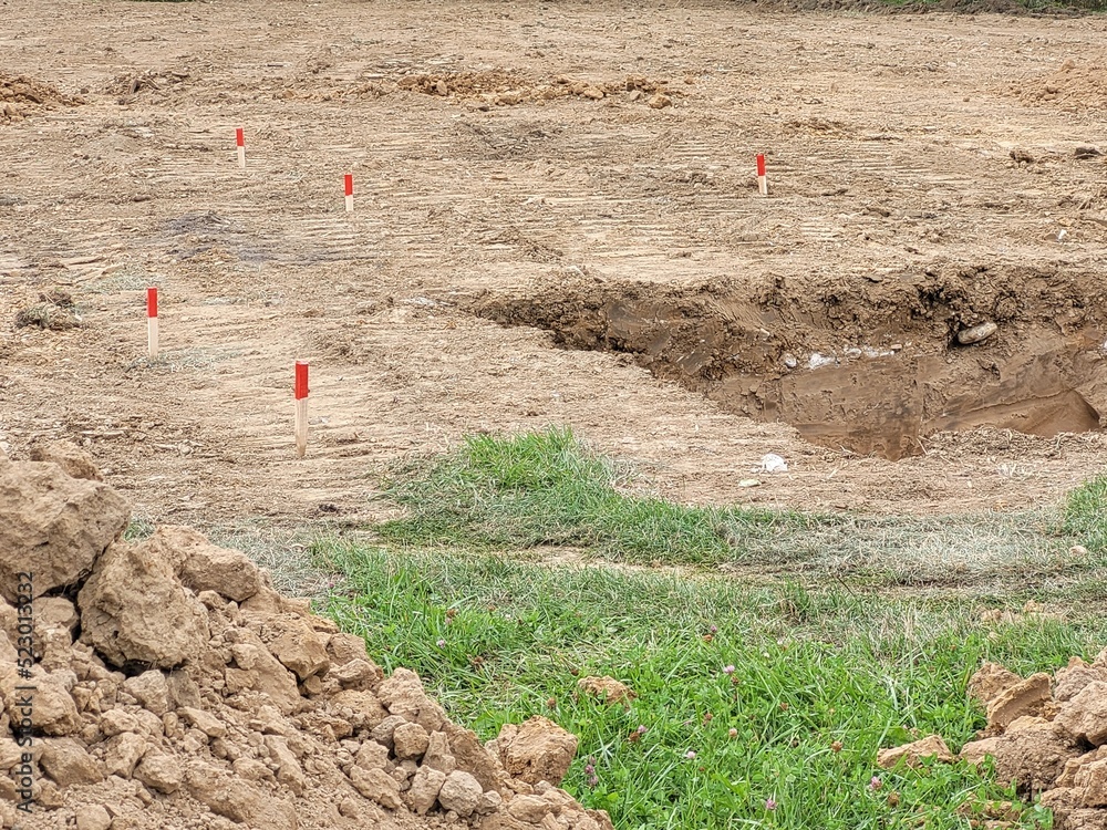 Geodetic marking of the building plot Stock Photo | Adobe Stock