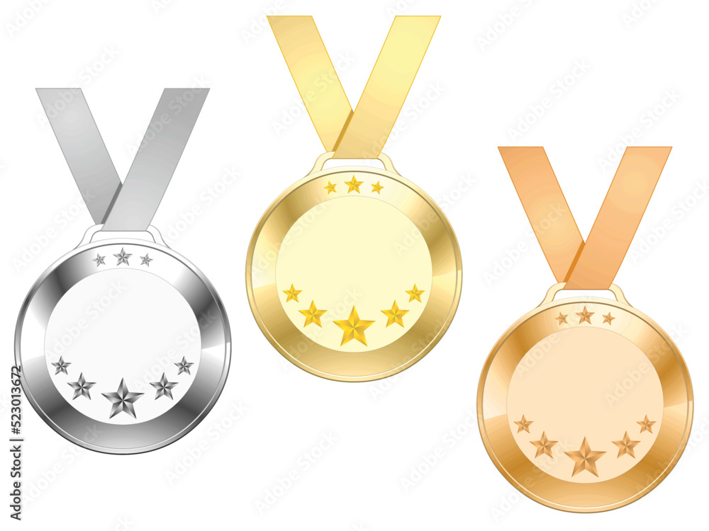 Star medals with ribbons on white background Stock Vector | Adobe Stock