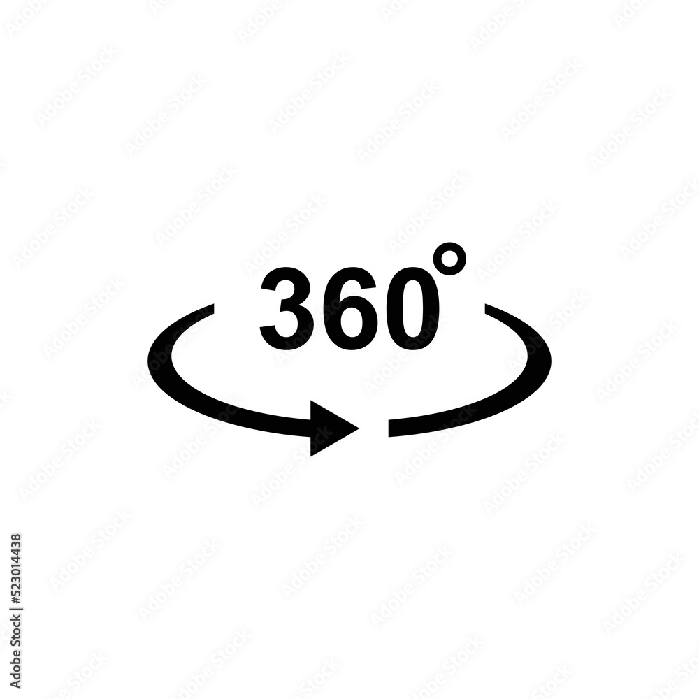 eps10 black vector 360 degrees angle icon isolated on white background ...