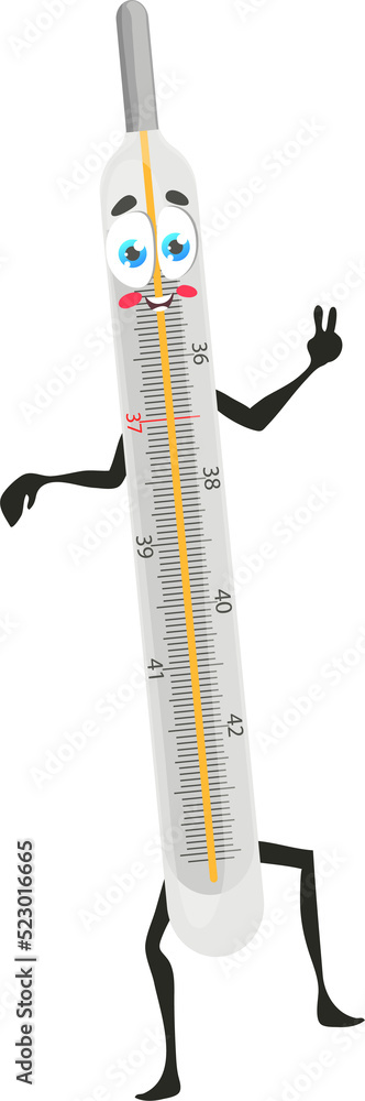 Thermometer temperature measuring cartoon emoji Stock Illustration ...