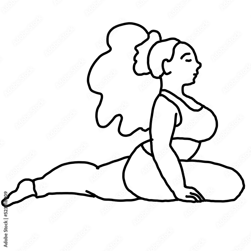 Curvy plus size woman has yoga class and make relaxation pose to be ...