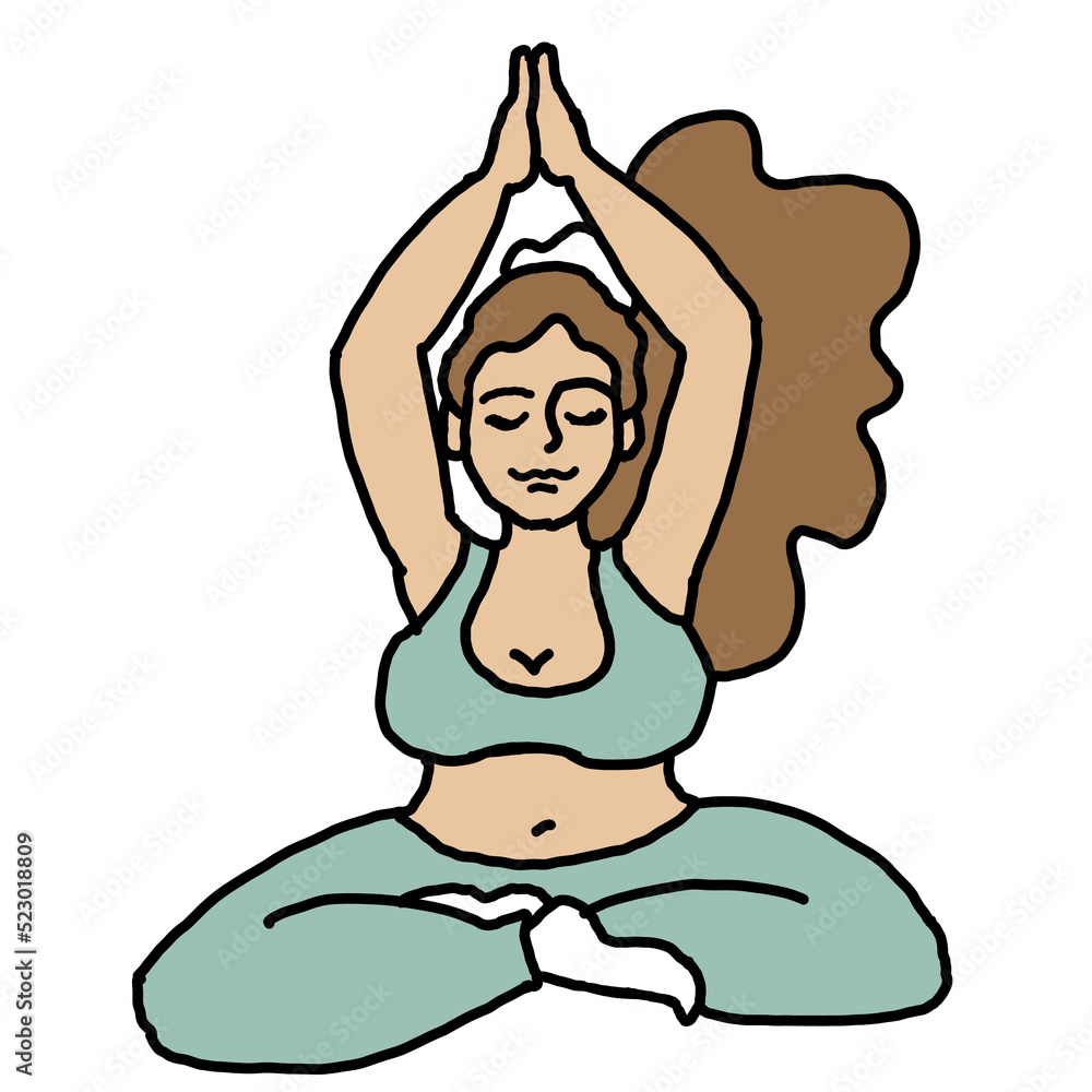 Curvy plus size woman has yoga class and make relaxation pose to be ...