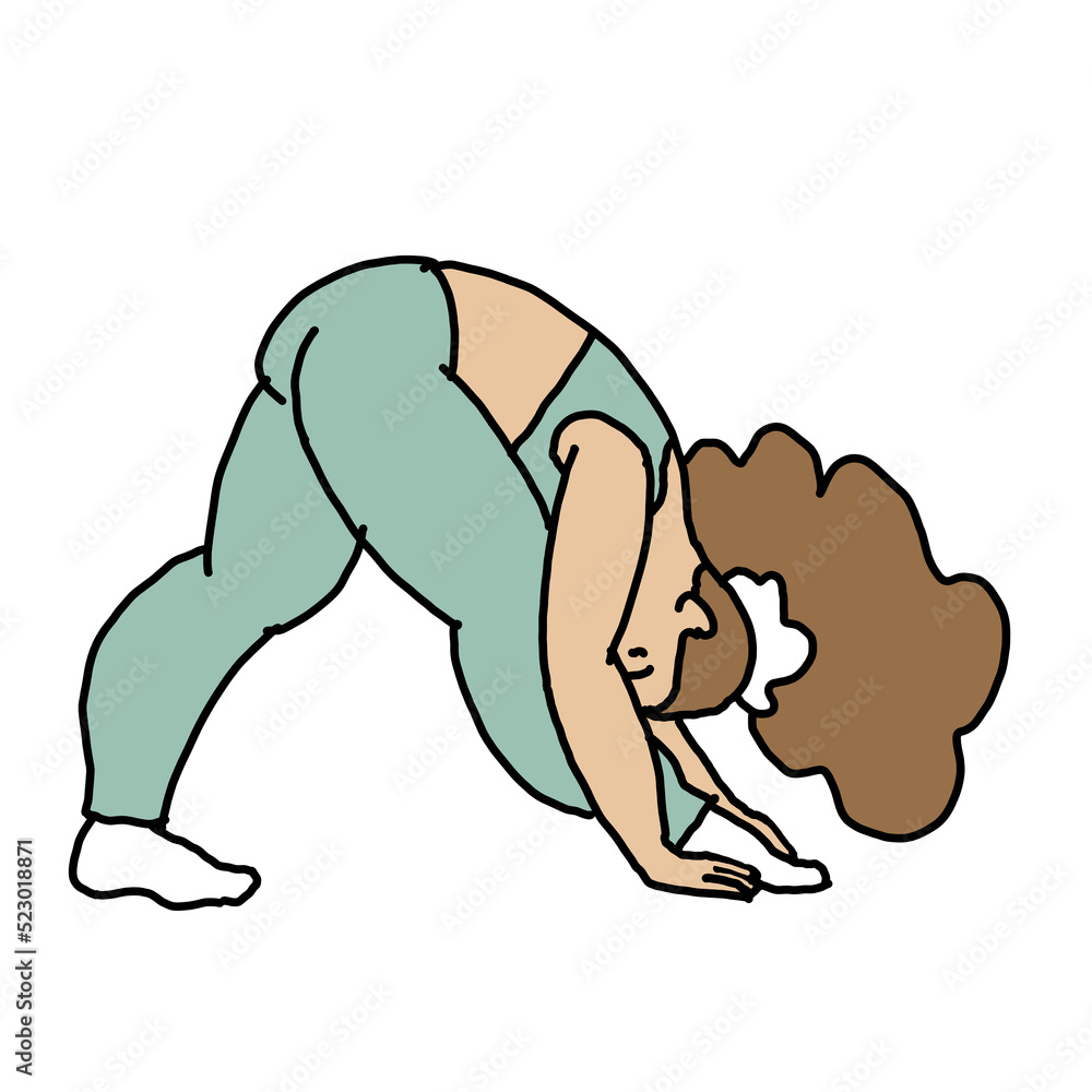 Curvy plus size woman has yoga class and make relaxation pose to be ...