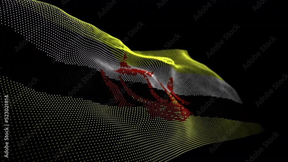 Seamless looping animated digital flag of Brunei Darussalam overlay ...