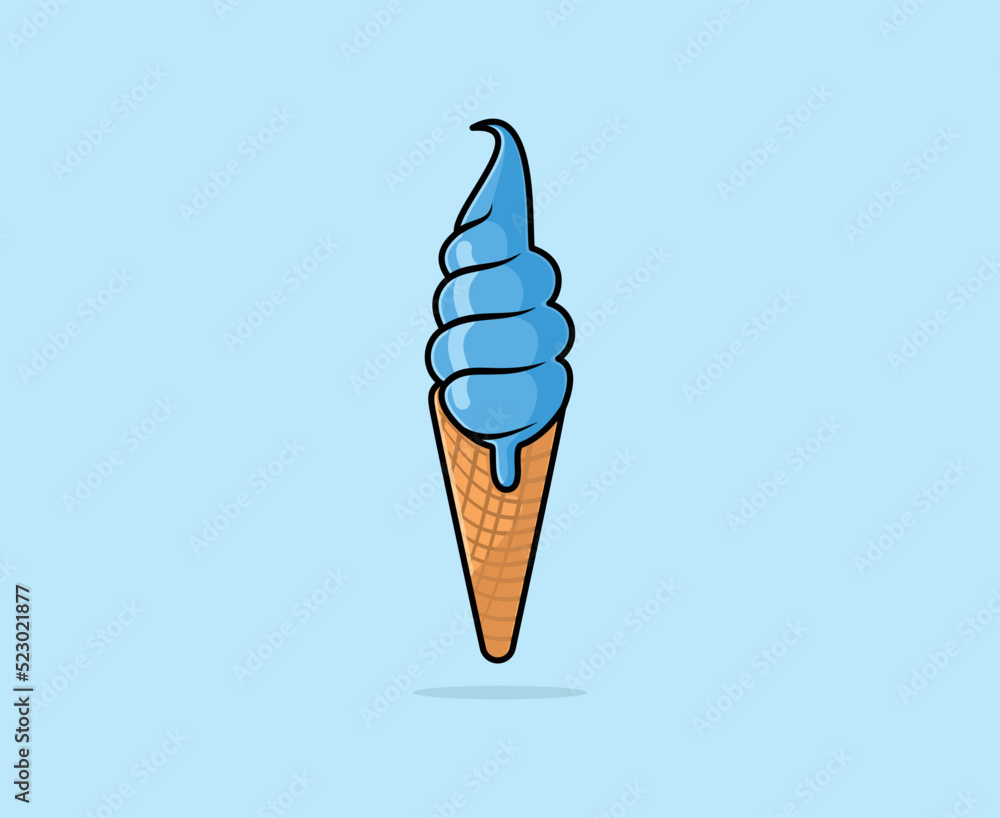 Sweet Melting Ice Cream Cone Cartoon Vector Illustration Melting Ice