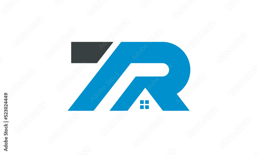 letter TR masculine roof real estate construction vector logo symbol ...