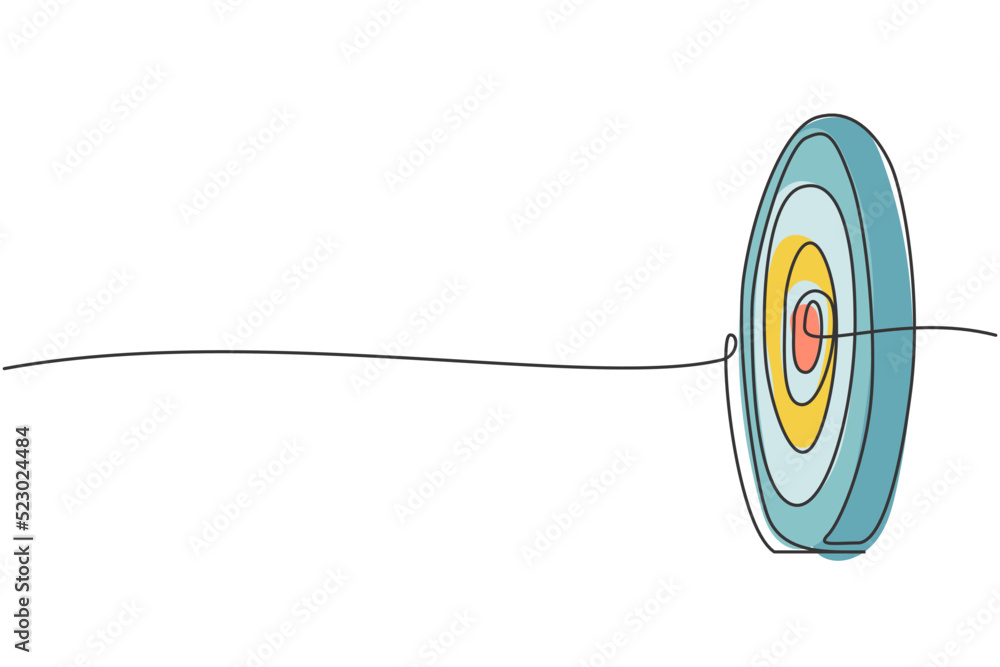 Continuous one line drawing of circle target dartboard. Focus and ...