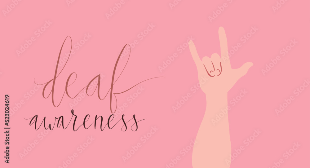 Deaf awareness month september handwritten calligraphy. Human hand ...
